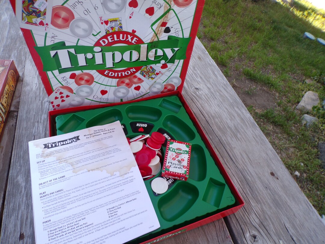 Tripoley Delux Edition Game Board PIECES ONLY, White Chips, Red Chips ...