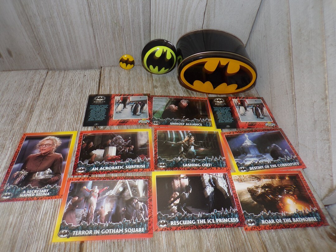 Vtg Batman Tin Can, Yo Yo, Pin, Trading Cards, Oval Tin Can, Cartoons ...