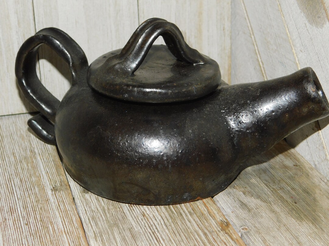 Teapot Pottery, Primitive, Hobbit Decor, Vintage Pottery Teapot, Teapot ...