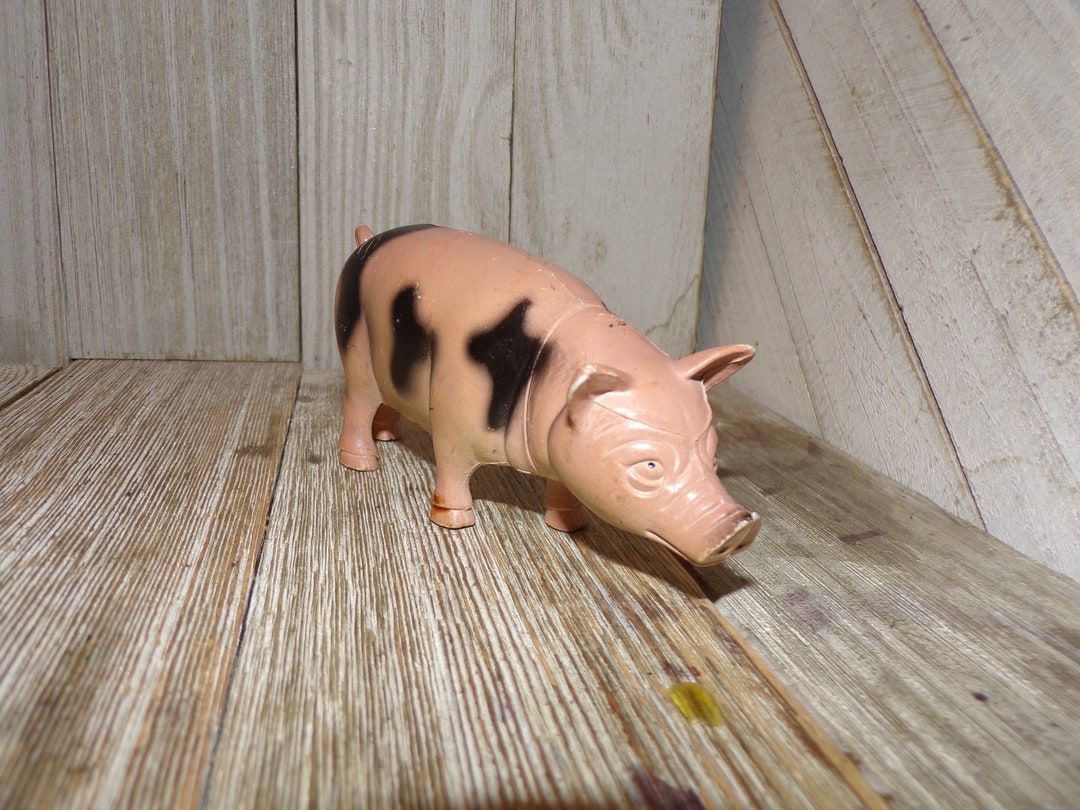 Vintage Small Rubber Plastic Toy Pig, Vintage Toy Pig, Farm Animal ...