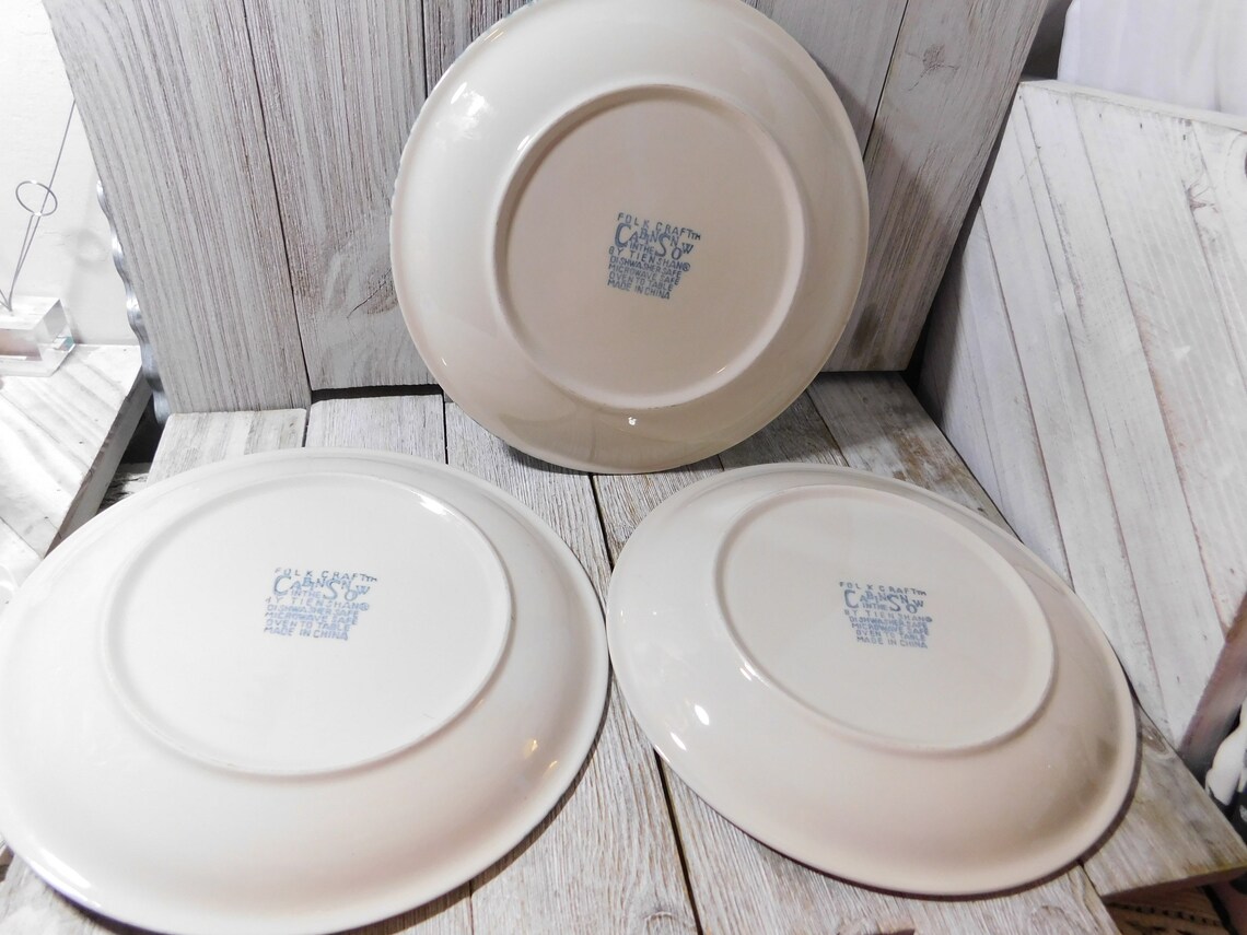 Folk Craft Cabin in the Snow Dinner Plates Sold Separately, Vint Cabin ...