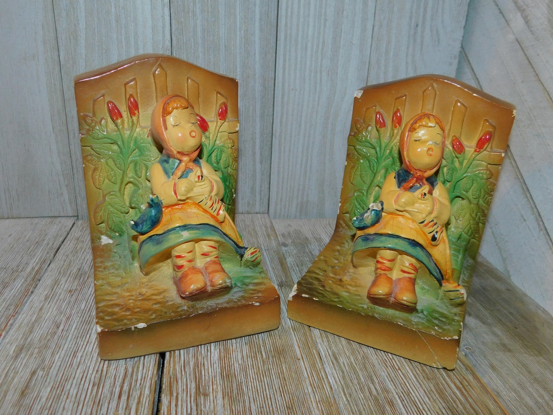 Vtg Little Girl Bookends, Vtg Bookends, Office Decor, Library Decor ...