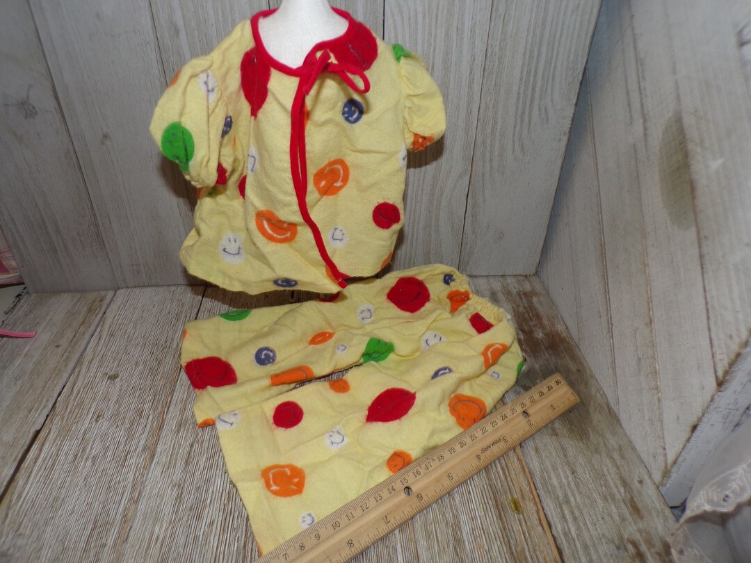 Vtg Small Doll Smiley Face Robe Pants Tie Doll Robe Vint Doll Clothes ...