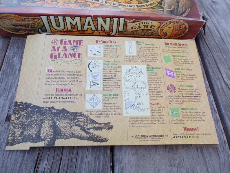 Jumanji Board Game PIECES Game Insert 1996, Not a Complete Game ...