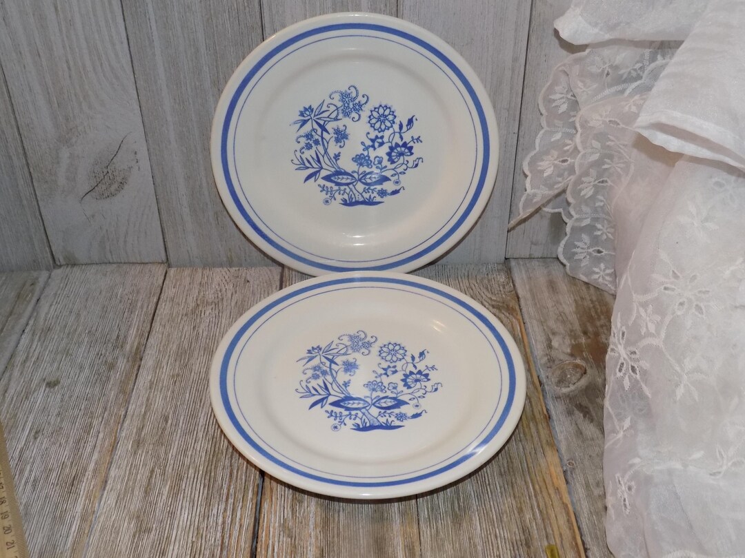 Oxford Blue Onion Plates, Blue White, Bread Plates, Farmhouse Decor ...