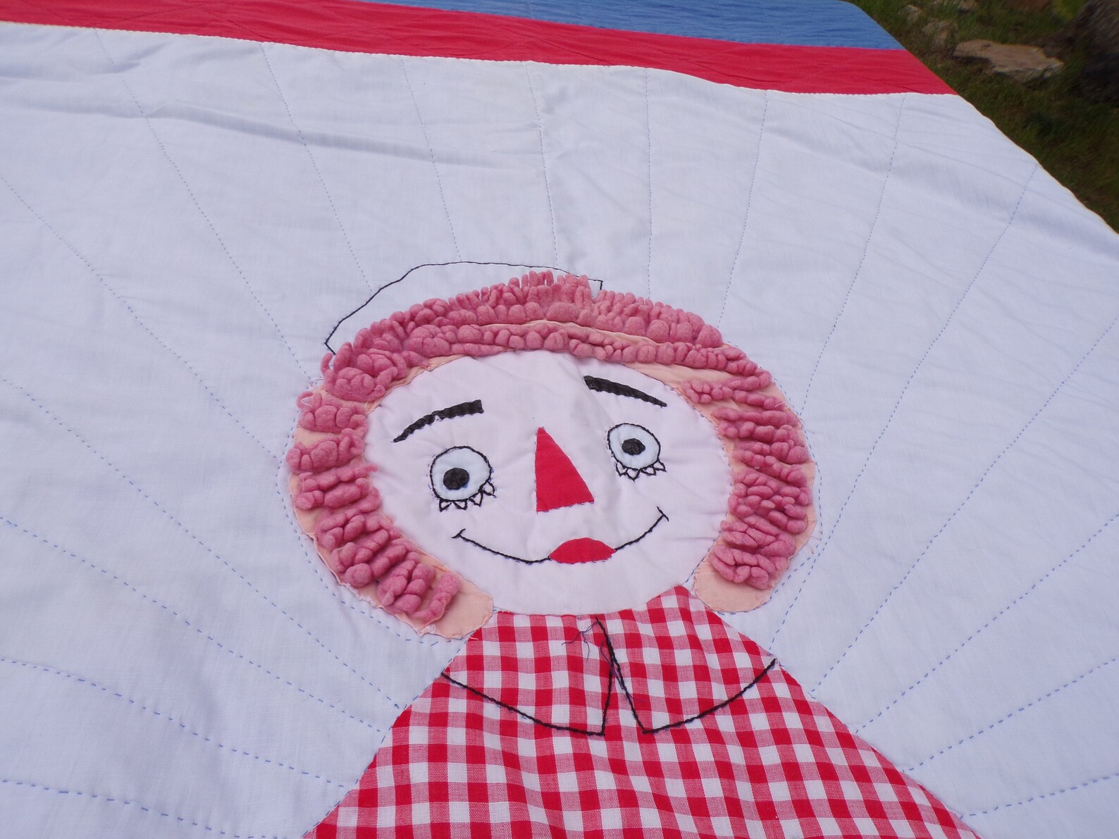 Rag Boy Doll Quilt, Childs Quilt Twin Bed Quilt Childhood Memories Red ...