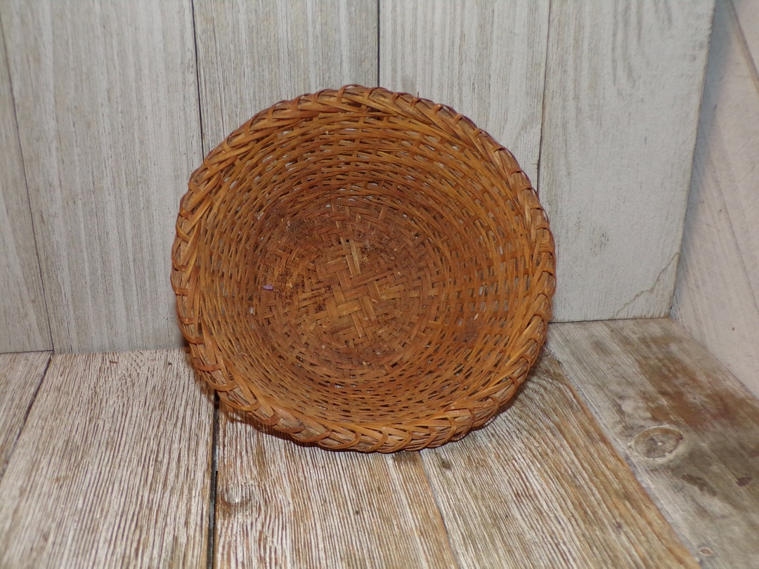 Vtg Small Wicker Bowl, Vtg Small Wicker Basket, Weaved Bowl, Weaved ...