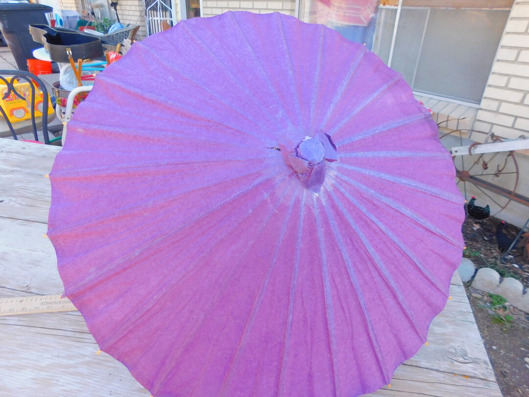 Vtg Paper Parasol Purple Vintage Oriental Paper Umbrella Paper Purple ...