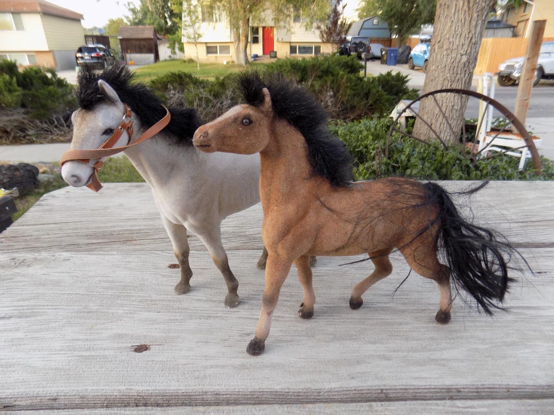 Horses Flocked Fuzzy Horses, One W Reins, Vintage Toys, Western Toys ...