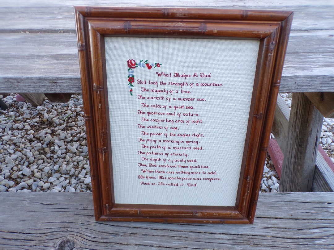 FATHERSDAY Poem, EMBRODERY Work, Needle Work, Gift for Dad, Home Decor ...