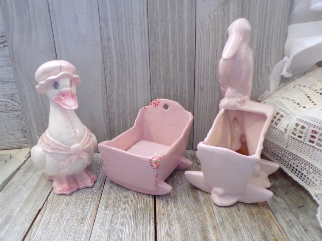 Vtg Baby Nursery Planter Cradle Music Box Connies Valley Fair Mall ...