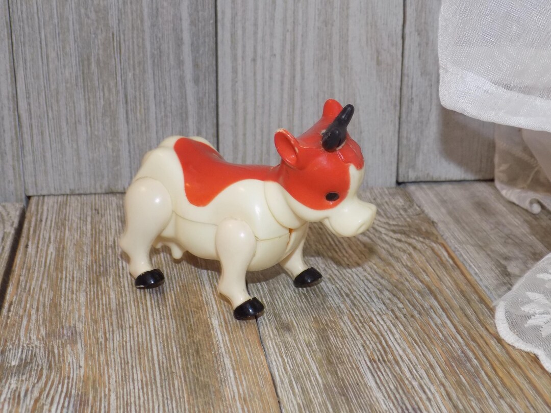 BULL PVC Plastic Toy, Cow Calf Farm Animals, Made in Hong Kong, Vintage ...