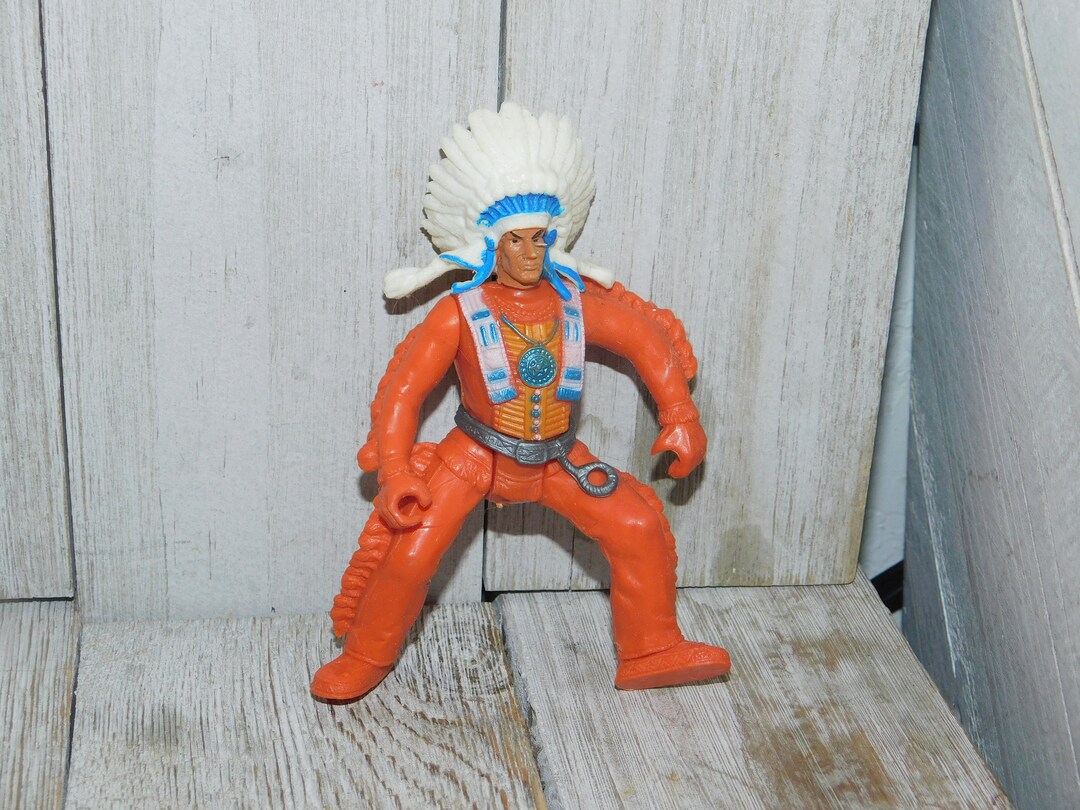 GRANDEX Plastic Toy Indian, Vintage Toy Indian, Western Toys, Cowboy ...