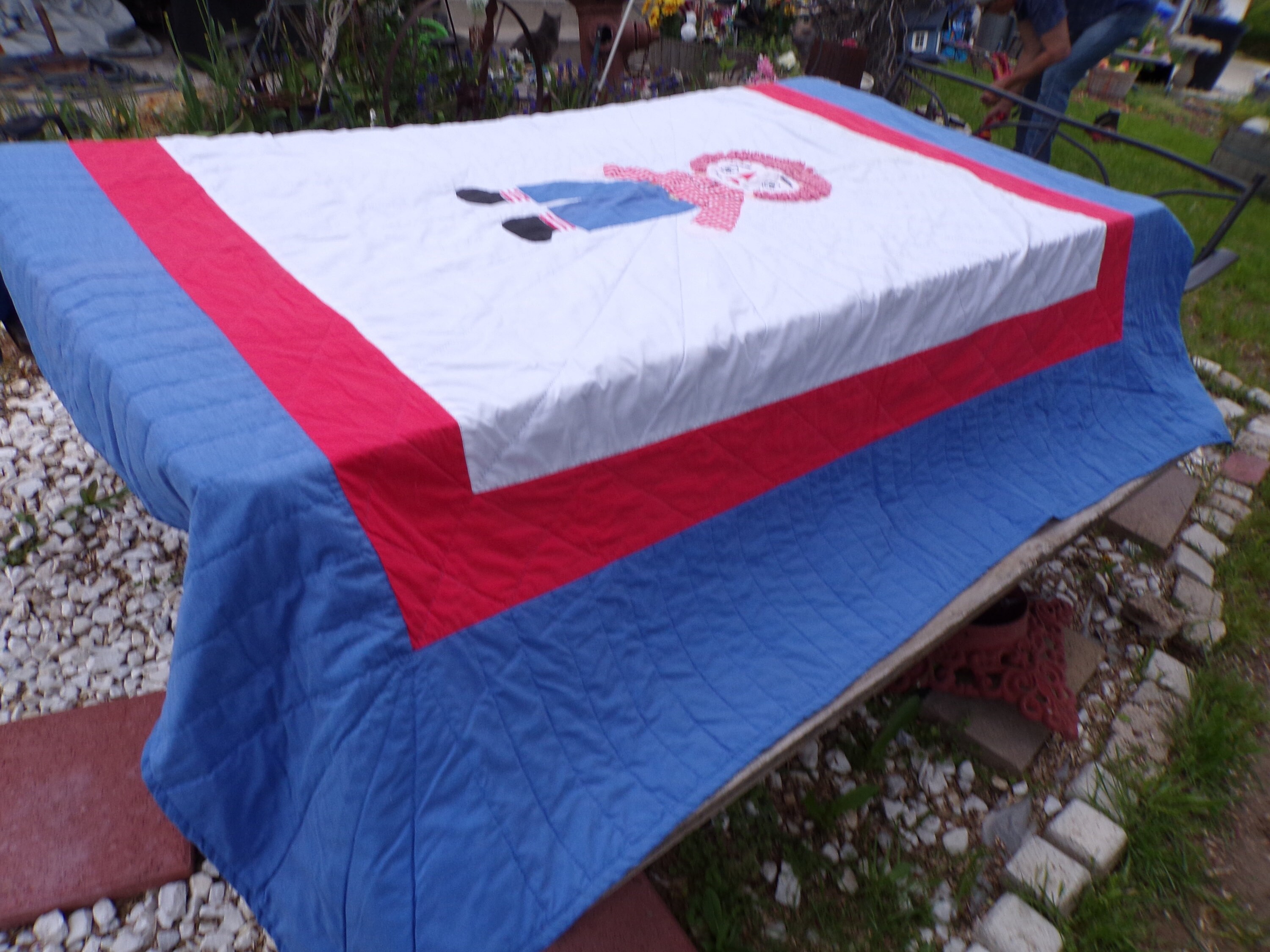 Rag Boy Doll Quilt, Childs Quilt Twin Bed Quilt Childhood Memories Red ...