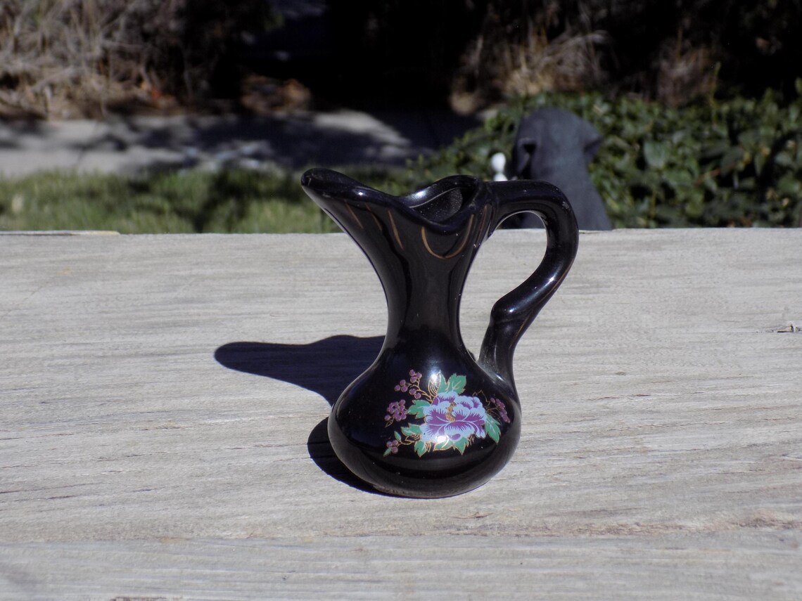 Pitcher, Black Floral Pitcher, Doll Pitcher, Made in China, Memories ...