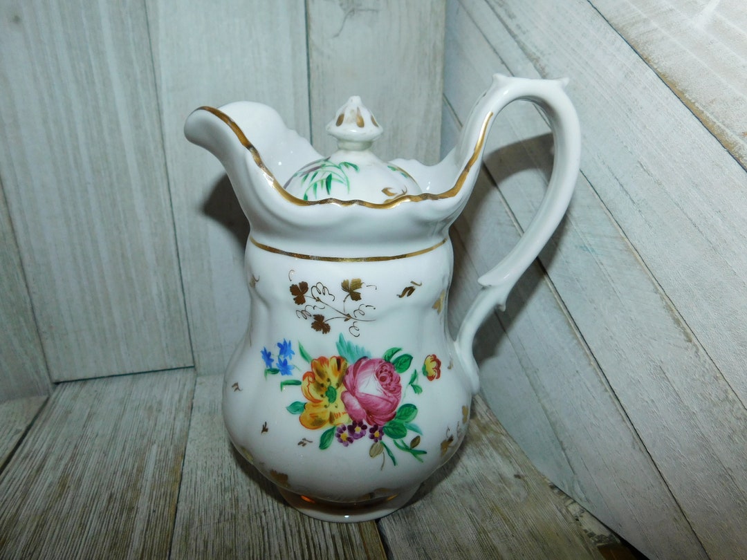 Vintage Flower Pitcher With Lid, Vintage Pitcher, Vintage Home Décor ...