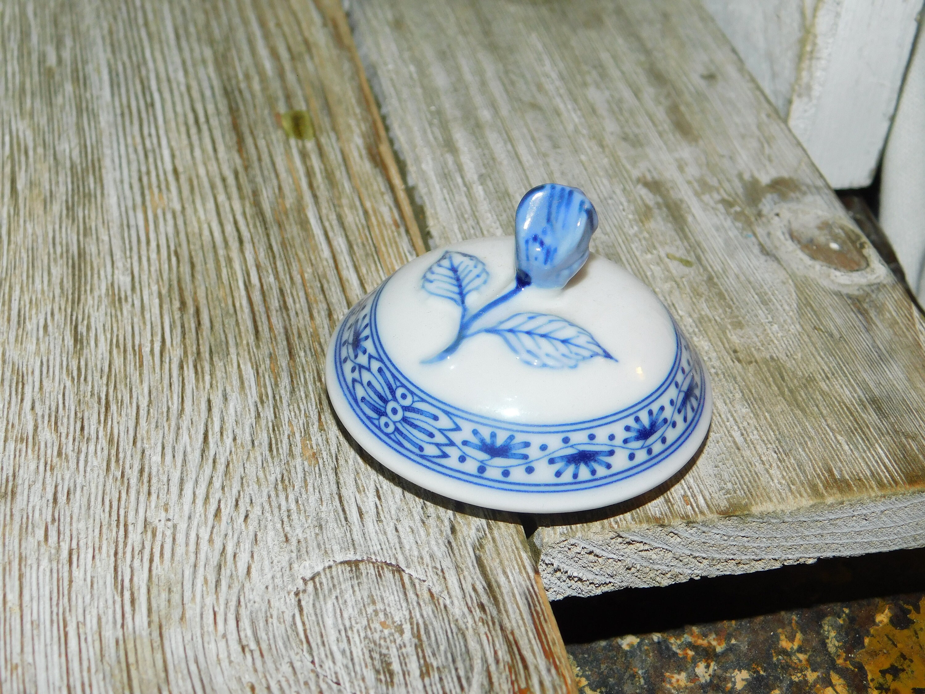 Vtg Small Lid Blue White Lid Small Trinket Box Lid Small - Etsy