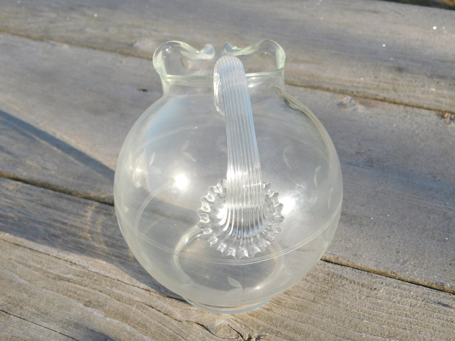 Vintage Clear Ball Shaped Pitcher Barware Vintage Dishes | Etsy