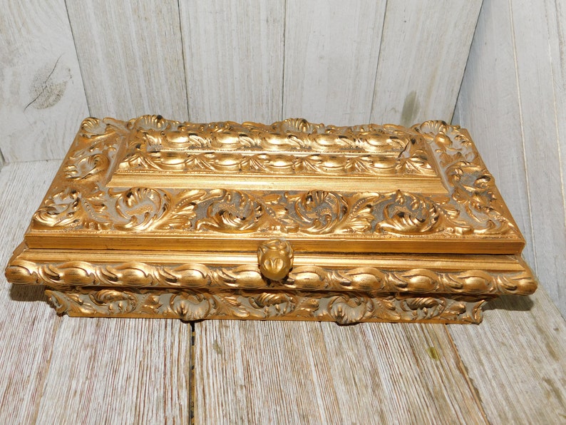 Vintage Ornate Gold Jewelry Box Vintage Gold Box Ornate Gold - Etsy