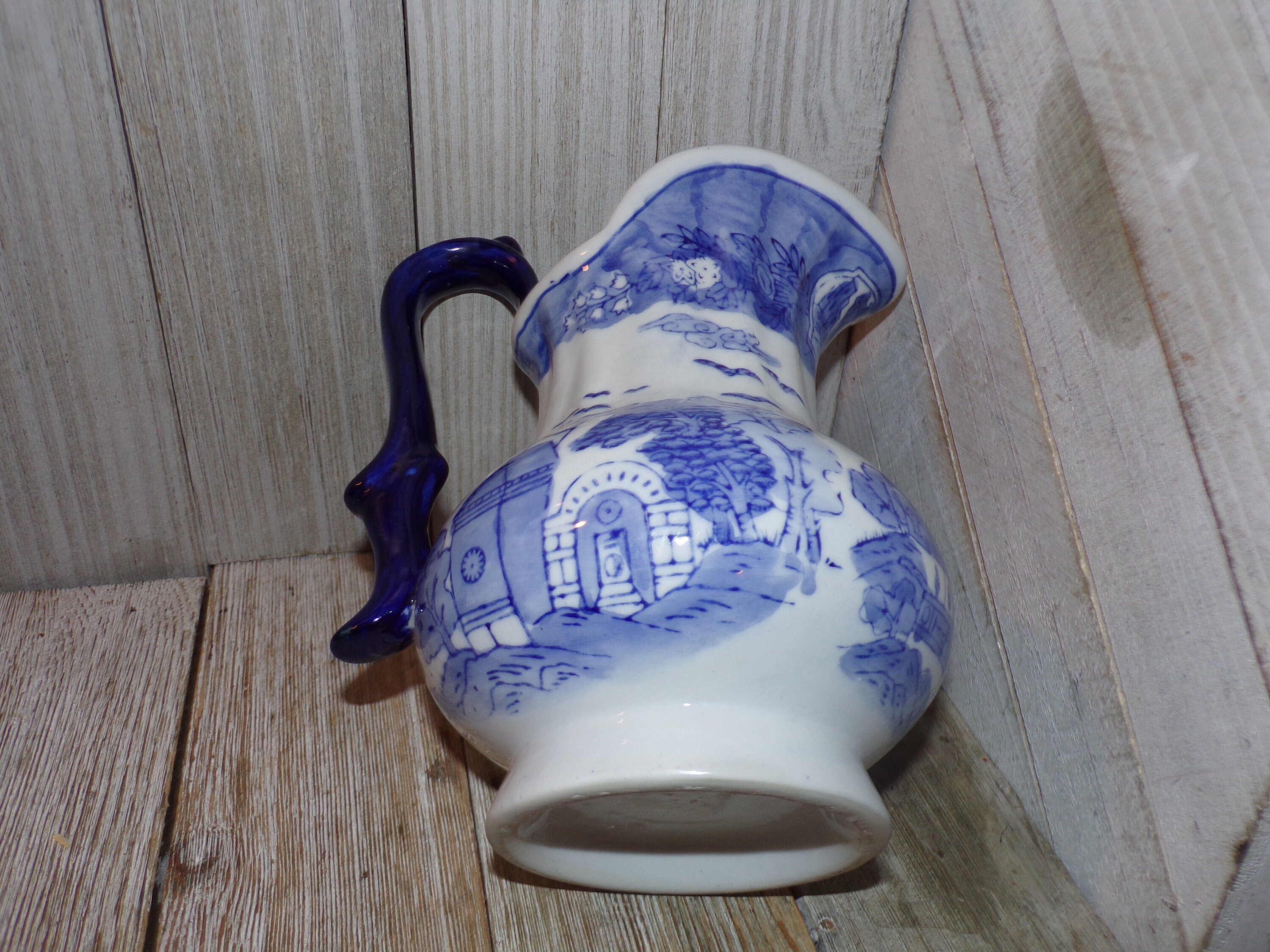 Blue White Pitcher, Asian Pitcher, Handled Pitcher, Farmhouse Decor ...