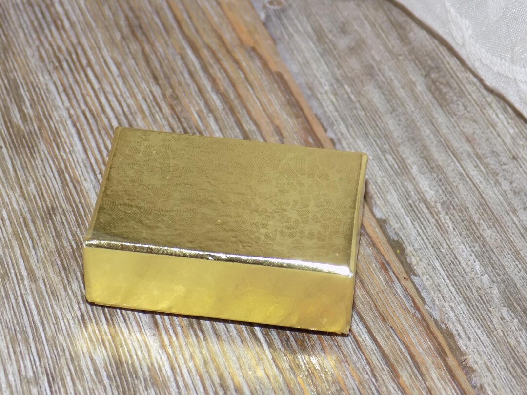 BOX Small Gold Box, Gift Box, Jewelry Box, EMPTY Box, Holiday, Memories ...