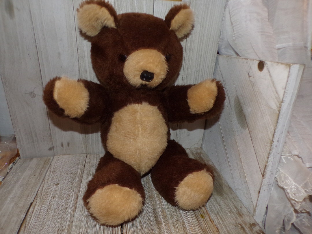 Vintage Jointed Bear, Brown Tan Bear, Vtg Plush Teddy Bear, Large Teddy ...