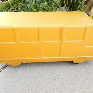 Large Plastic Yellow Toy Bus on Coaster Wheels, Toy Bus, Vintage Toy ...