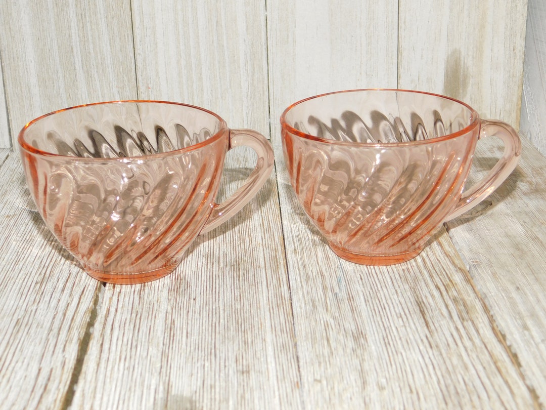 Vintage Arcoroc France Rosaline Light Pink Optic Swirl Mugs 2, Optic ...