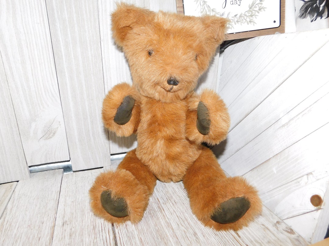 Plush Old Fashioned Jointed Bear, Vintage Teddy Bear, Vintage Jointed ...