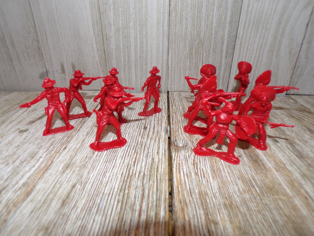 Cowboys Indians, Toy Plastic Man Dark Red, Vtg Plastic Toys, Western ...