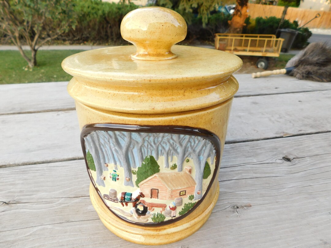 3 D Ceramic Cabin Farm House Canister, Vintage Canister, Vintage ...