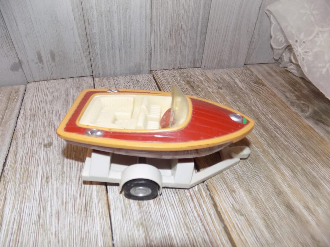 Chevron Boat W Trailer, Vintage Toys, Plastic Toys, Memories, Gift ...