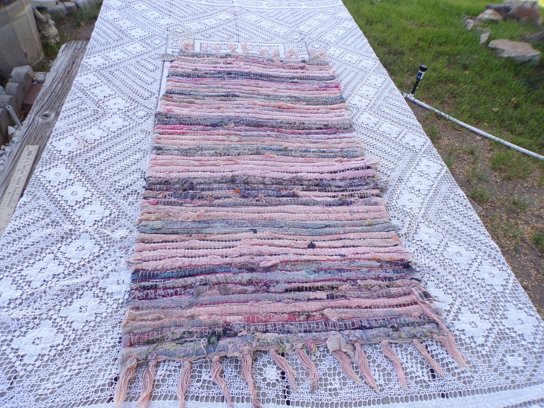 Vtg Multi Pink Color Rag Rug, Vtg Rag Rug, Cloth Rug Vtg Home Decor ...