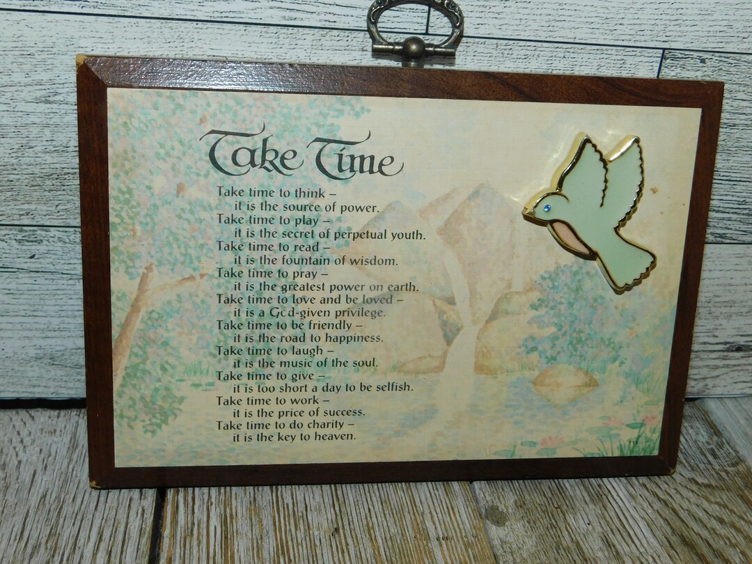 Vintage TAKE TIME Poem Wall Hanging, Vintage Home Decor, Country Home ...