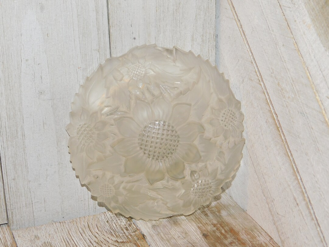 Vintage Round Powder Box or Trinket Box Embossed Lid, Frosted Lid ...