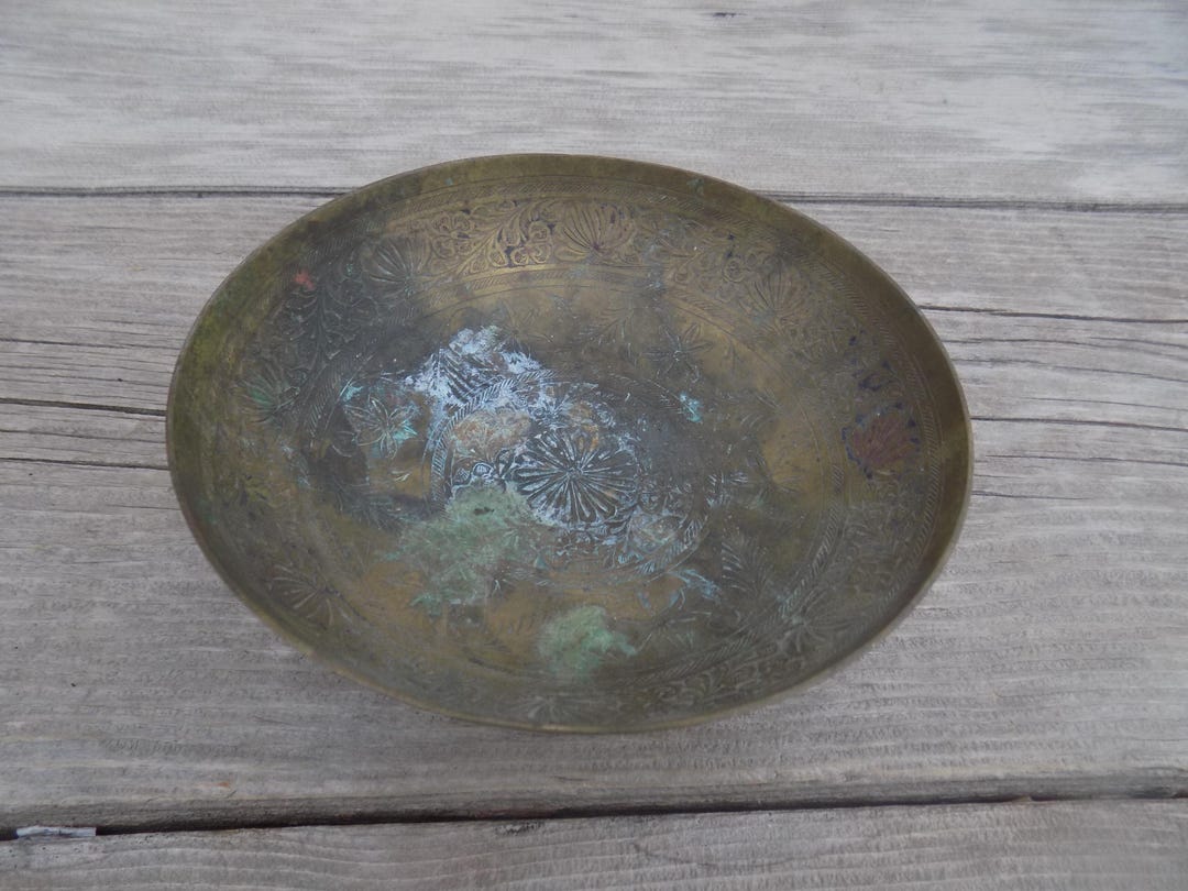 Pedestal Tarnished Bowl, Rusty Home Decor, Rustic, Cabin Decor ...