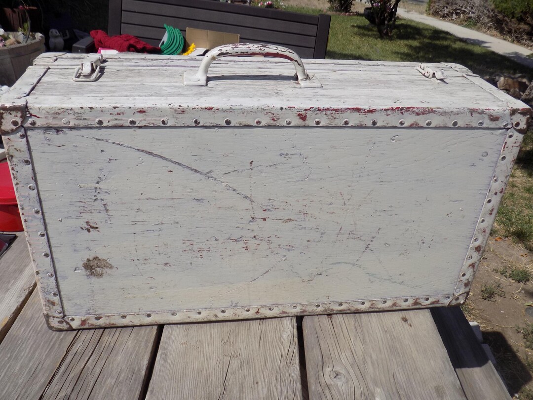Trunk Rustic Worn Weathered OLD Trunk Military Trunk Repainted Coffee ...