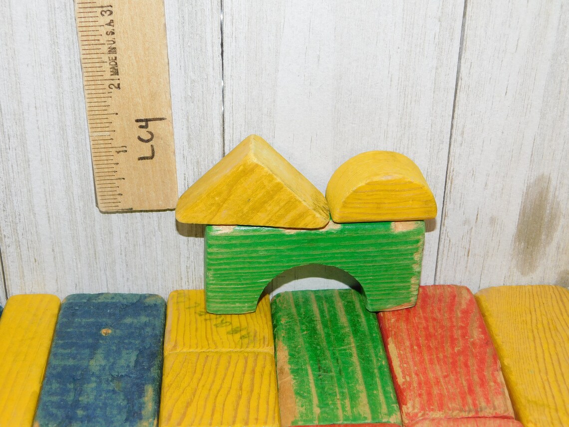 Vintage Building Blocks Wood Building Blocks Vintage Blocks | Etsy