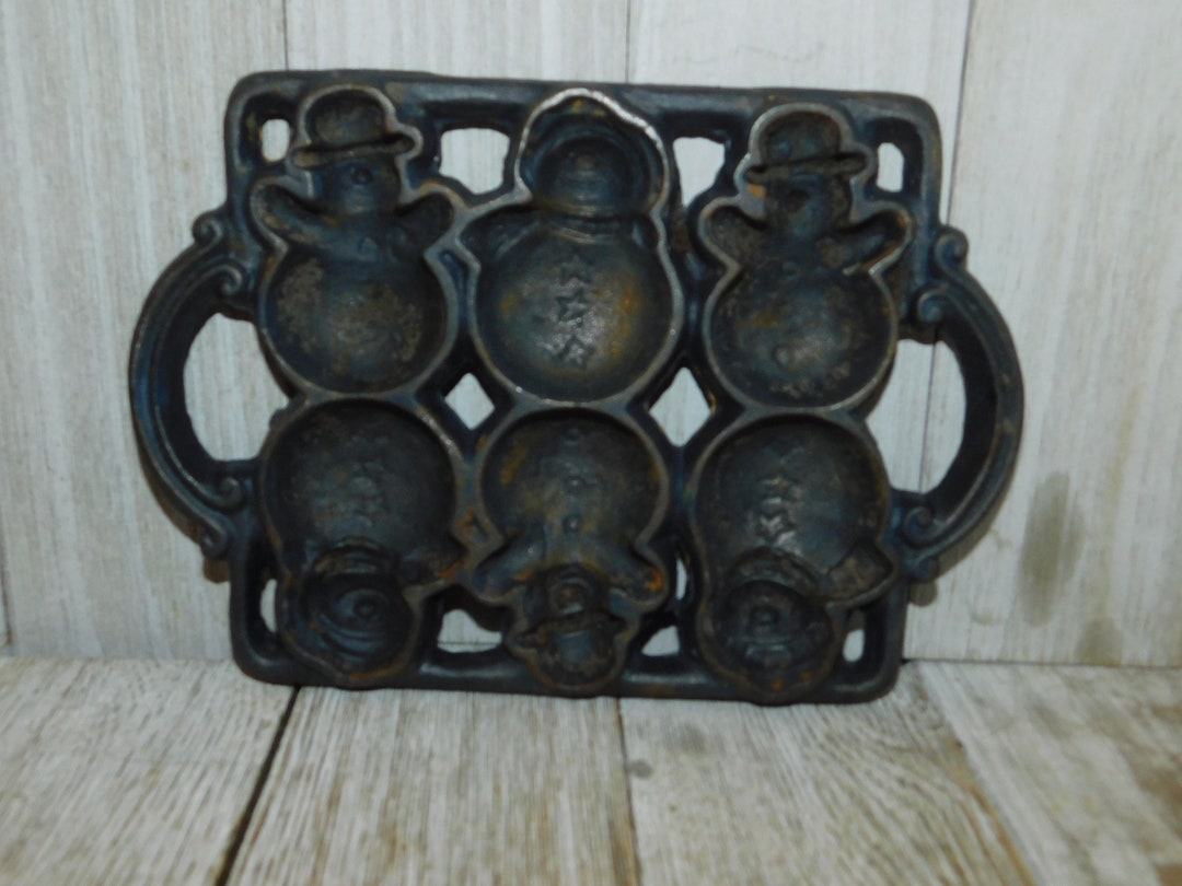 Vintage Snowman Cast Iron Pan Cast Iron Pan Snowman Antique - Etsy