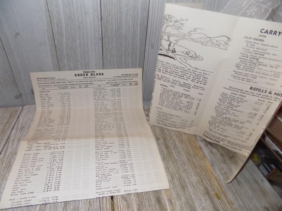 Paper Perma Pack, Survival Kit Form, Order Form 1960s, Memories ...