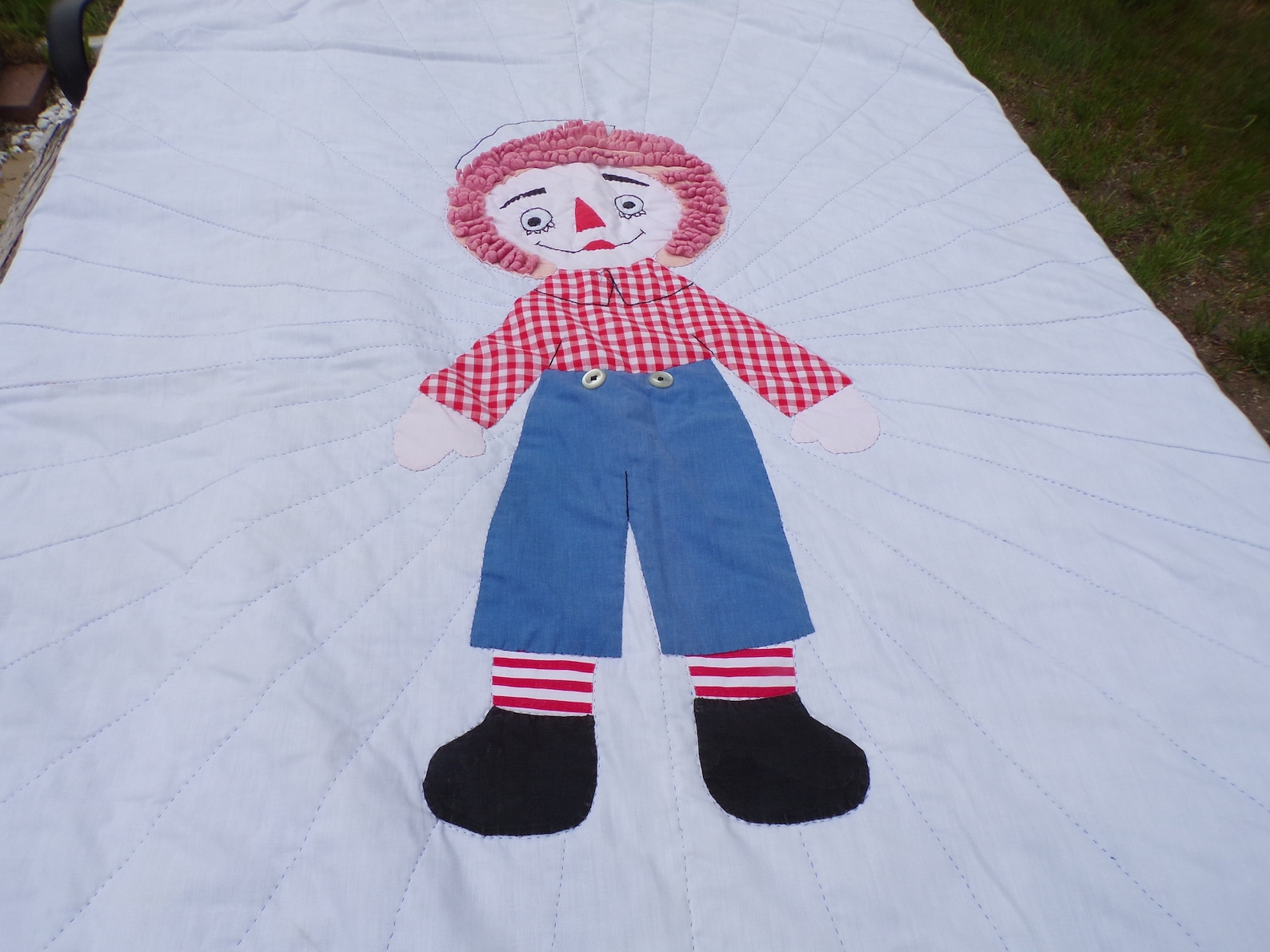 Rag Boy Doll Quilt, Childs Quilt Twin Bed Quilt Childhood Memories Red ...