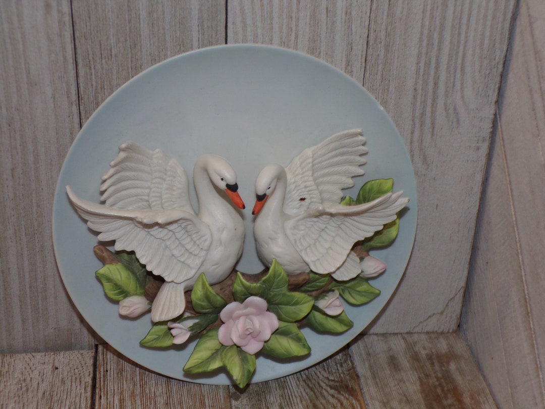 Swan Plate, Swan Pair, Vintage Numbered Swan Plate, Birds, Gift for Mom ...