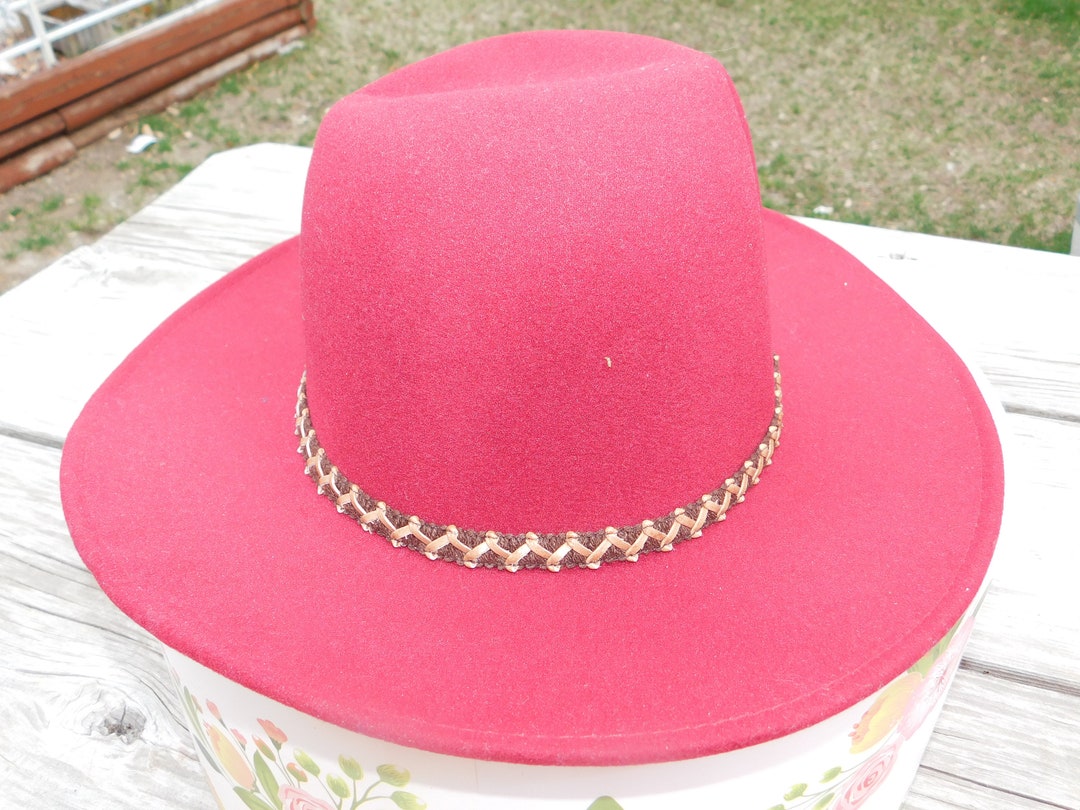 Red Felt Cowboy Hat, Red Western Cowgirl Hat, Girls Felt Hat, Gift ...
