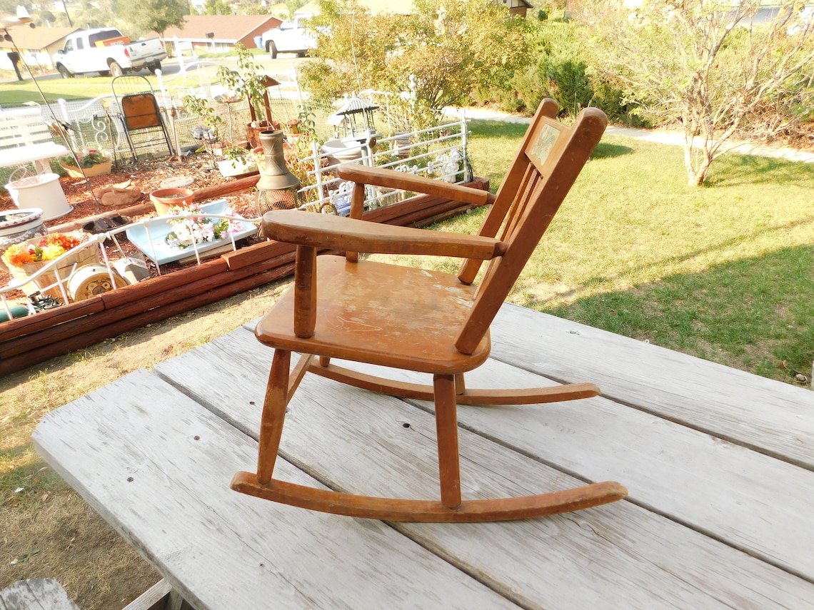 Vintage Wooden Childs Small Rocking Chair Vintage Toy Rocking | Etsy