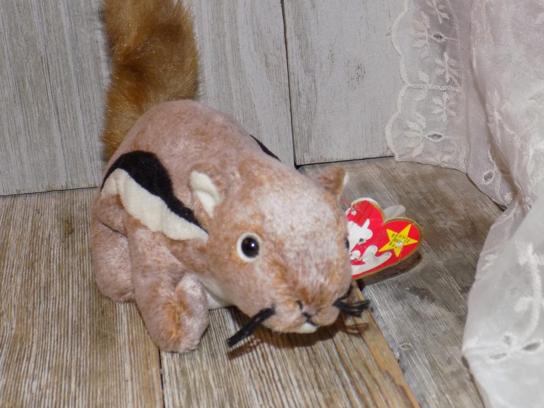 Ty Chipper Chipmunk Plush, WORN TAG, Vtg Plush Animal, Vtg Stuffed ...