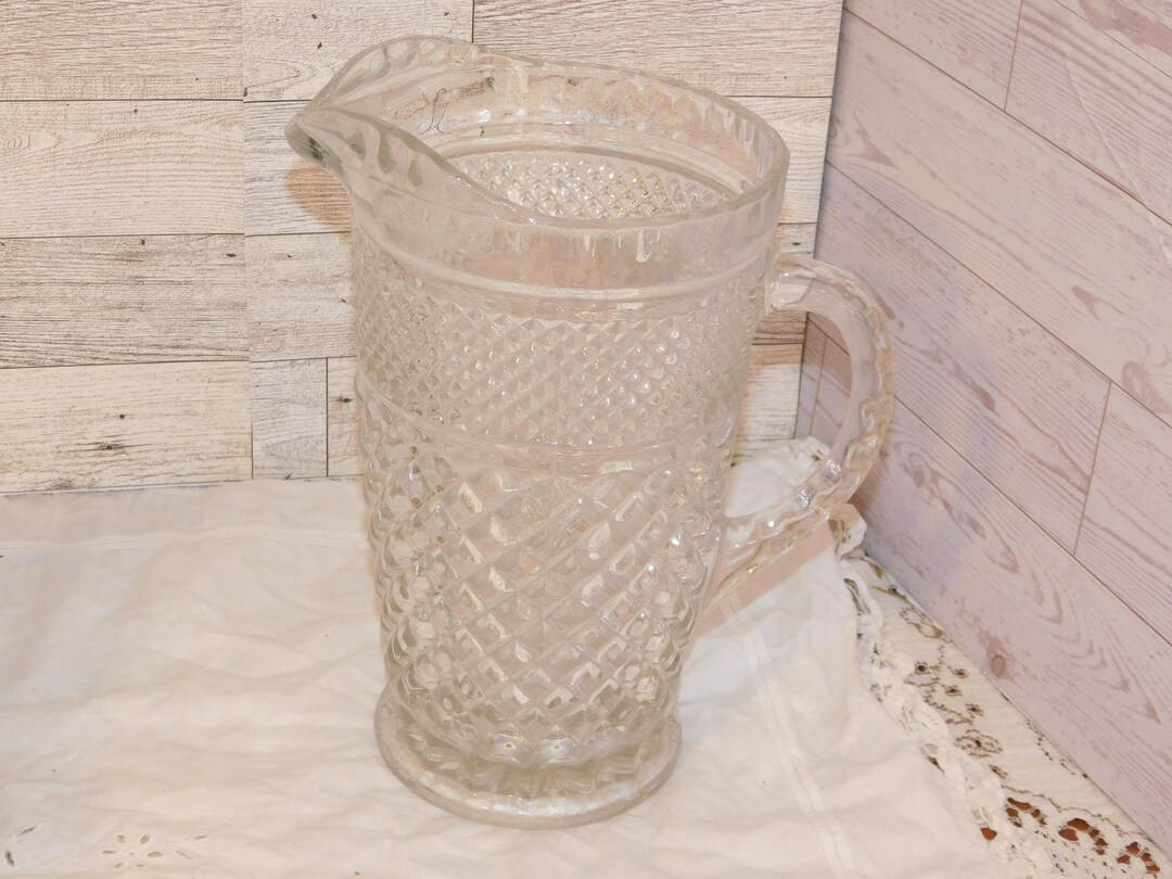 Anchor Hocking Wexford Pitcher Crystal Pitcher Vintage Pitcher Ice Tea ...