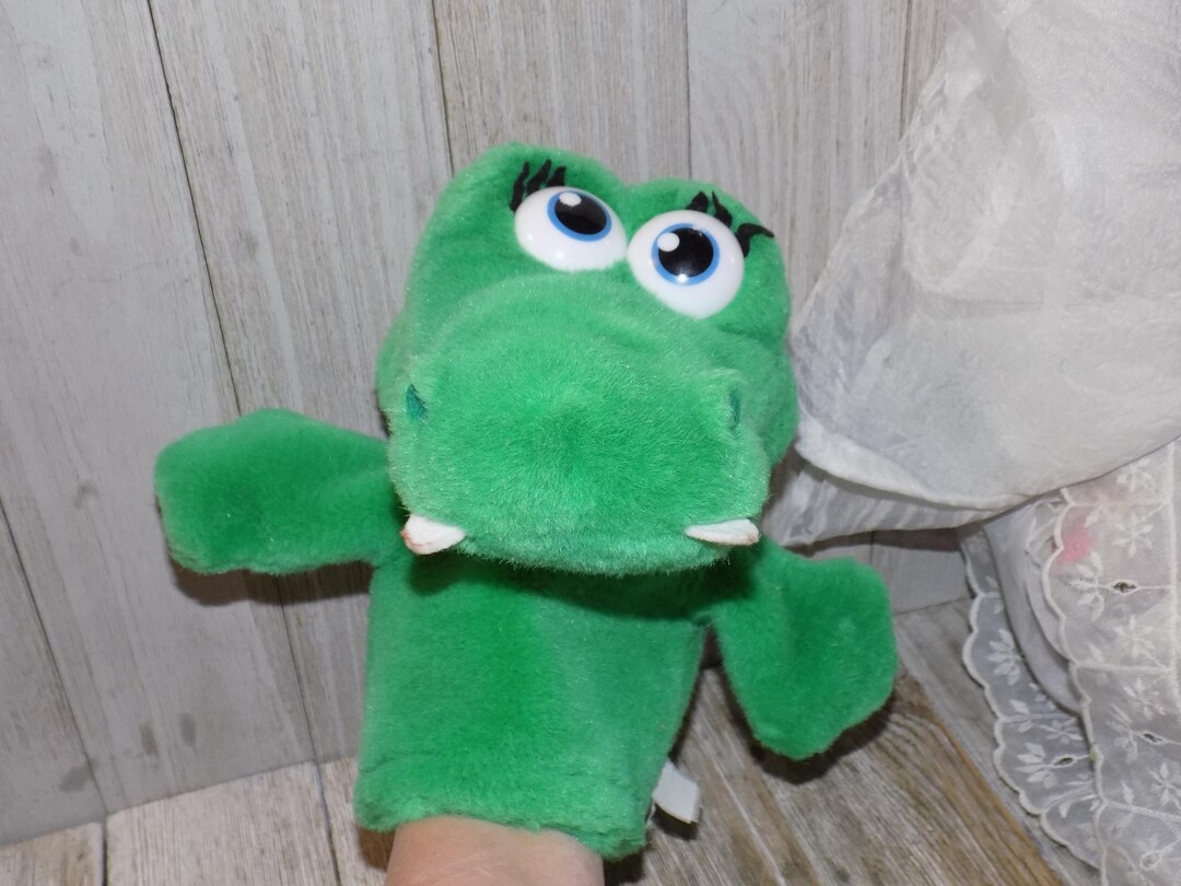 Alligator Hand Puppet, Plush Puppet, Green, Vintage Toys, Memories ...