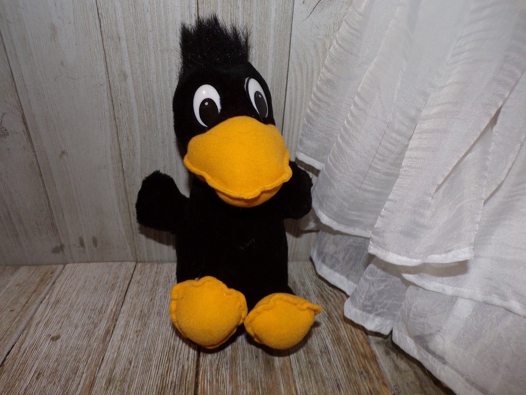 Plush Crow, Vtg Plush Crow, Vtg Stuffed Bird, Black Bird, Plush Animals ...