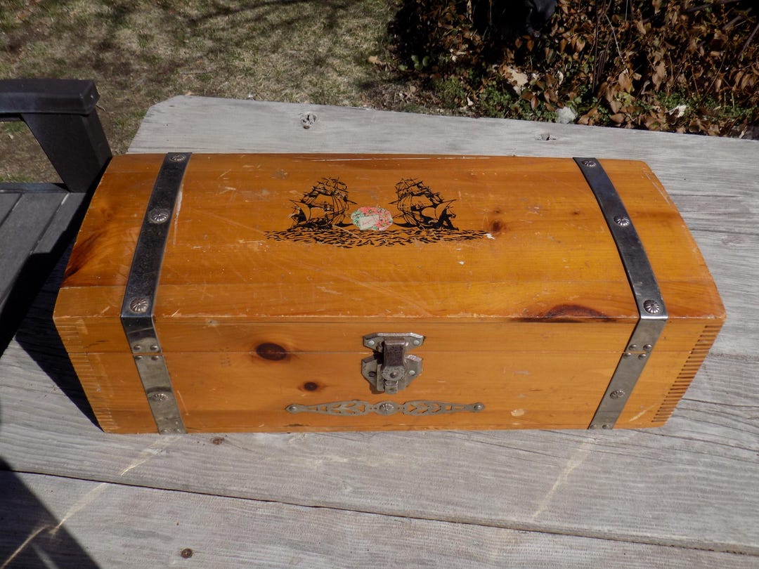 Trunk Ships, Nautical Decor, Wood Trunk Small Trunk Storage, Rustic ...