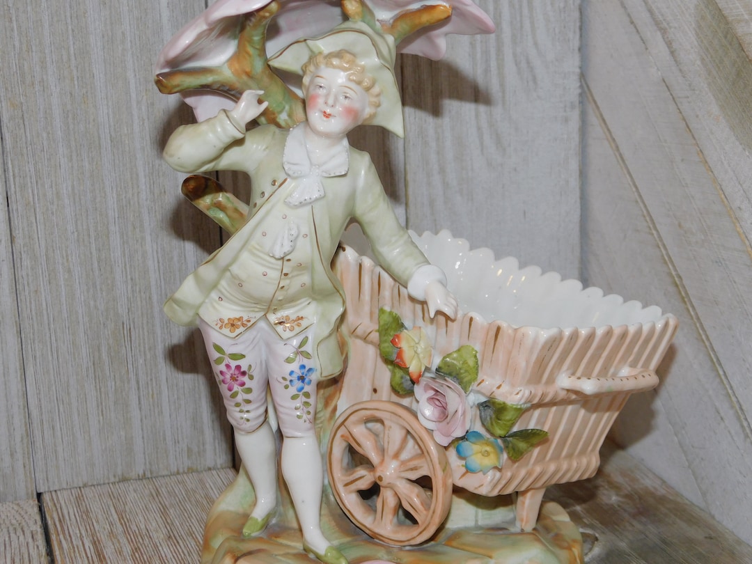 Conte and Boehme Porcelain Boy Umbrella Cart, Victorian Home Decor Boy ...